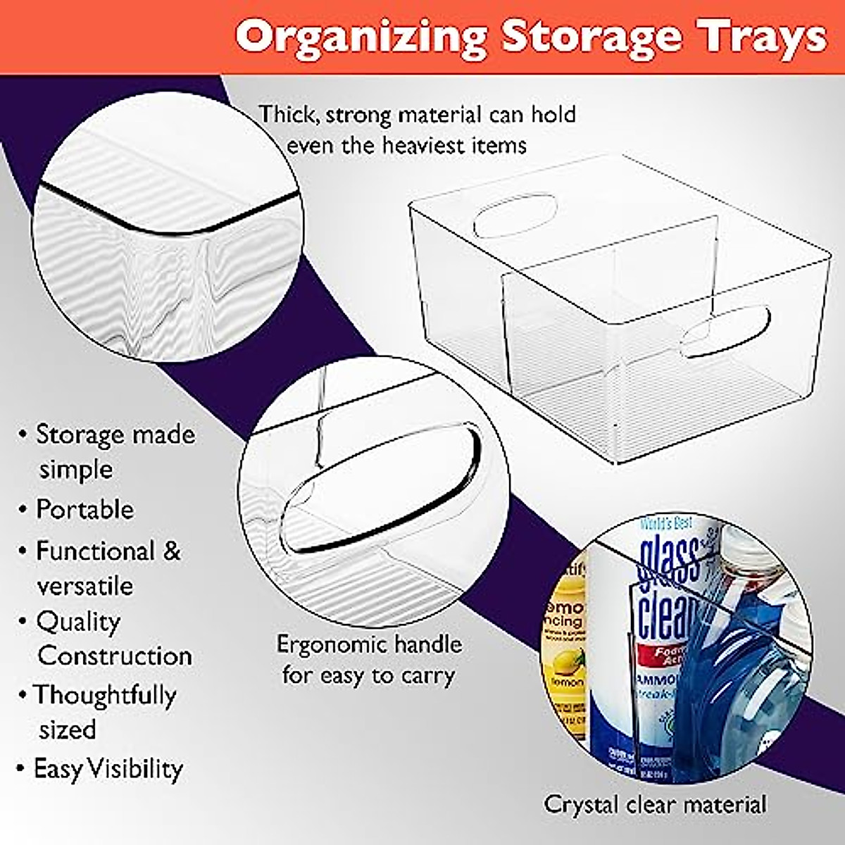 ClearSpace Plastic Storage Bins with Divider – Perfect Kitchen Organization or Pantry Storage – Fridge Organizer, Pantry Organization and Storage Bins, Cabinet Organizers