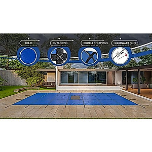 WaterWarden Inground Pool Solid Safety Cover 30' x 60', Rectangle, 15-Year Warranty, UL Classified to ASTM F1346, Triple Stitched for MAX Strength, Break-Strength of Over 4,000 lbs., Hardware Included