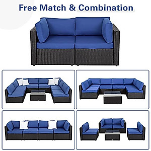 Kinsunny Wicker Loveseats Patio Sectional Corner Sofa Rattan Outdoor Thick Sofa Set