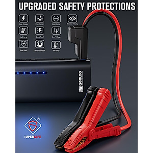 GOOLOO Jump Starter 3000A Peak Car Jumper Starter 12V SuperSafe Lithium Jump Box, Battery Booster Pack, Portable Car Battery Charger, and Jumper Cables for Up to 8.5L Gas or 6.0L Diesel Engine