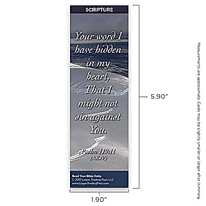 Christian Bookmark with Bible Verse, Pack of 25, Scripture Themed, Your Word I Have Hidden in My Heart, Psalm 119:11