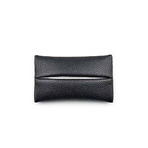 Pocket Tissue Holder for Purse Small PU Leather Case Cover On-the-Go Travel Tissue Pouch (Black)