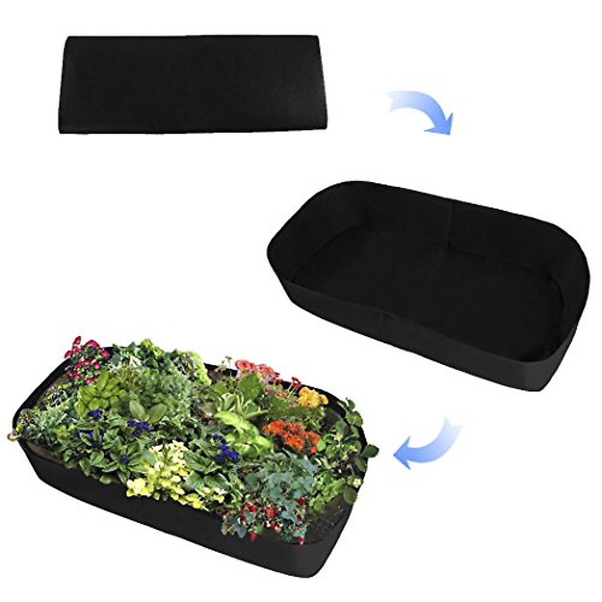 Xnferty Fabric Raised Garden Bed, 6x3 Feet Rectangle Breathable Planting Container Grow Bag Planter Pot for Plants, Flowers, Vegetables (Black)
