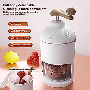 FAXIOAWA Ice Crusher Machine for Home Use, Hand Crank Ice Shaver Machine, Slushie Maker with Ice Mold, Shaved Ice Maker Machine for Snow Cones, Cocktails, Rapid and Easy Ice Cutting Orange