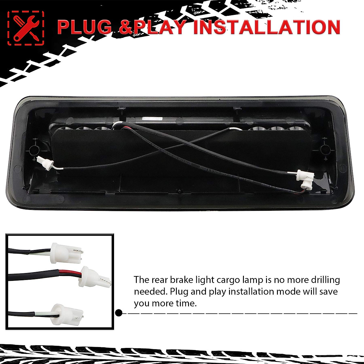 Youxmoto Fit for Ford F150 2004-2008 LED 3rd Brake Light,Fit for Ford Explorer Sport Trac 2007-2010,Fit for Lincoln Mark 2006-2008 LT High Mount Stop Light Cargo Light (Black Housing Clear Lens)