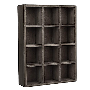 Flexzion Floating Shelf - Brown Wood Wall Mounted Freestanding Shelving Unit Wooden Wall Shelf 12 Compartment Slot Shadow Box, Showcase Display Organizer Shelf Vertical/Horizontal