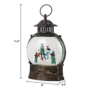 Wondise Lighted Christamas Snow Globe Lantern with Timer, 11.2 Inch USB Plug-in & Battery Operated Spinning Water Glitters Lighted Singing Snow Globe(Snowman)