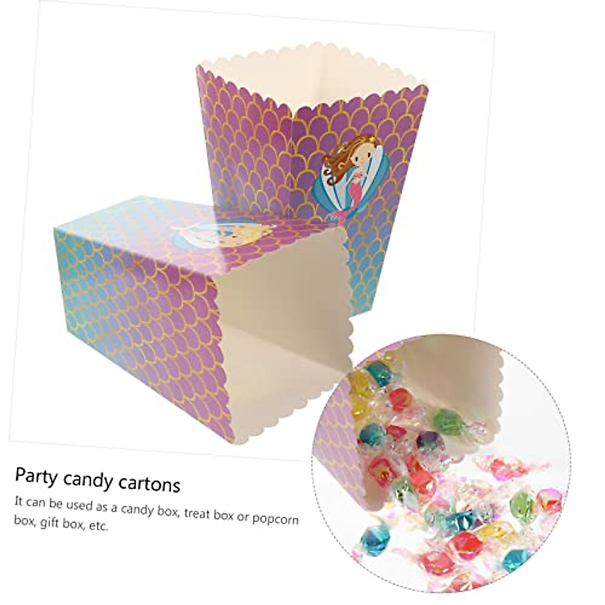 24pcs Popcorn Boxes Popcorn Box Boom Chicka Popcorn Candy Popcorn Snack Container Classic Popcorn Cups Paper Food Trays Party Favor Box Mermaid Series Popcorn Box Snack Box
