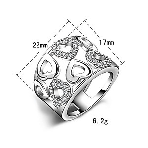 HUKQBUNX 925 Sterling Silver Multi Love Multi Gem Heart-Shaped Diamond Ring Square Crystal Zircon Women's Fresh Fashion Wedding Engagement Ring Size 7-9 (Size 9)