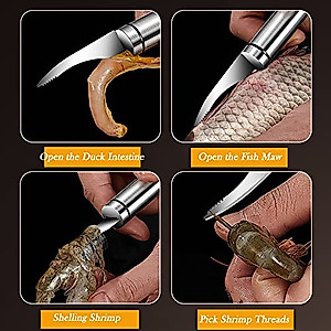 YWHWXB 5 in 1 Shrimp Line Fish Maw Knife - Multifunctional Stainless Steel Fish Scale Planer, Double-row Shrimp Cleaner Knife,Shrimp Deveiner Tool for Home Kitchen,3Pcs