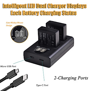 DMW-BLG10, Pickle Power 2 Pack 1280mAh Battery with LED Dual USB Charger for Panasonic Lumix DC-ZS80, DC-GX9, DC-LX100 II, DC-ZS200, DC-ZS70, DMC-GX80,GX85,DC-G100,DMC-ZS60 Cameras.