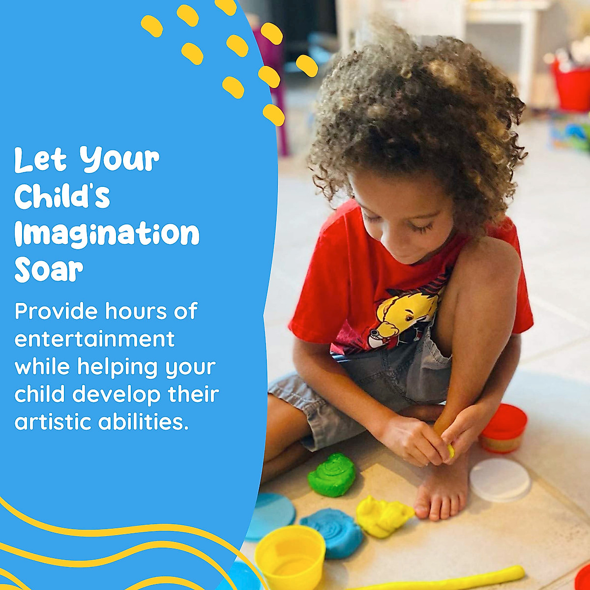 Modeling Clay for Kids - 6 Super Soft & 100% Natural Kids Modeling Clay Doughs Made from Wheat Flour - 100g Per Can of Reusable & Vibrant Kids Clay Modeling Kit for Ages 3+ by Marie’s Kids