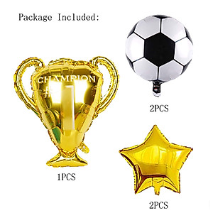 Soccer Party Balloons Supplier 5PCS Championship Trophy Balloon and Soccer Foil Balloons for Kids Birthday Baby Shower Soccer Theme Party Decorations