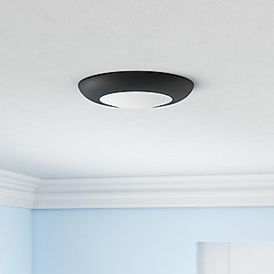 JULLISON 10 Packs 4 Inch Black LED Low Profile Recessed & Surface Mount Disk Light, Round, 10W, 600 Lumens, 3000K Warm White, CRI80, DOB Design, Dimmable, ETL Listed