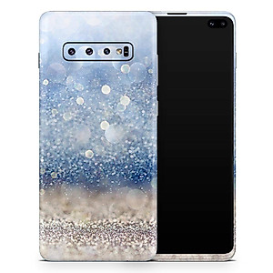 DesignSkinz Blue Unfocused Silver Sparkle Protective Vinyl Decal Wrap Skin Cover Compatible with The Samsung Galaxy S20 (Screen Trim & Back Glass Skin)