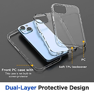 AICase for iPhone 14 Plus Clear Case(6.7"),Heavy Duty Drop Protection Full Body Rugged Shockproof/Dust Proof 3-Layer Military Protective Tough Durable for iPhone 14 Plus