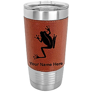 LaserGram 20oz Vacuum Insulated Tumbler Mug, Tree Frog, Personalized Engraving Included (Faux Leather, Basketball Style)