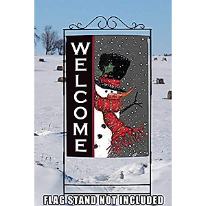 Toland Home Garden 100563 Snowman Welcome Winter Flag 28x40 Inch Double Sided Winter Garden Flag for Outdoor House Flag Yard Decoration