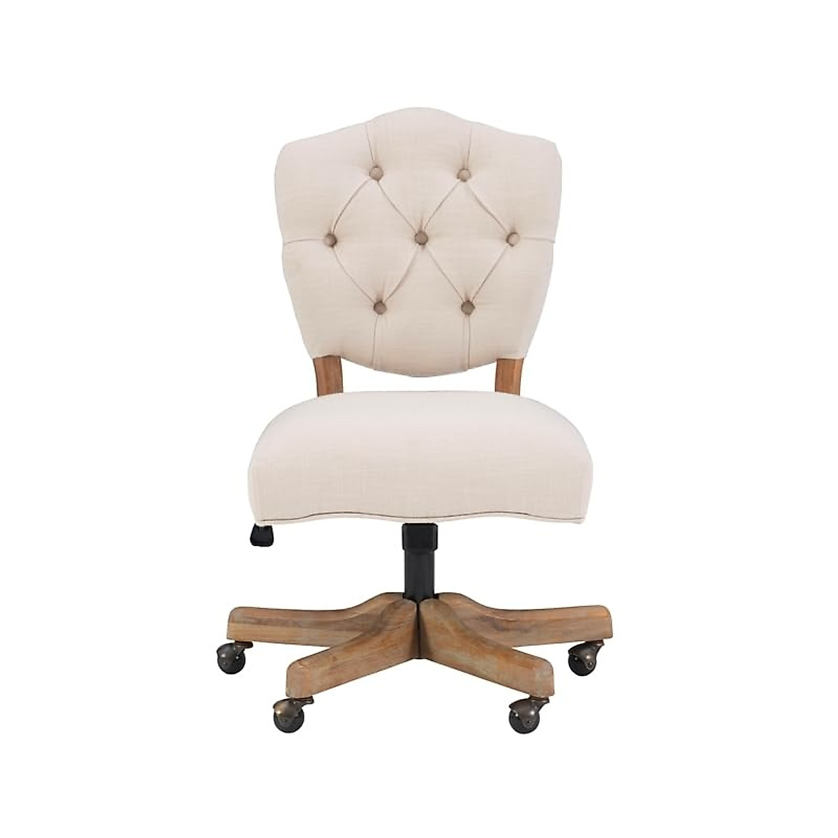Riverbay Furniture Transitional Fabric Tufted Swivel Office Chair in Beige