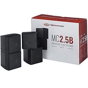 Pure Resonance Audio MC2.5B Dual 2.5” Swiveling Surround Sound Mini Cube Speaker (Pair, Black) (Without Brackets)