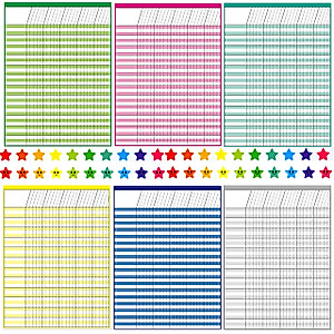Youngever 6 Pack Multi-Color Laminated Dry Erase Incentive Chart with 120 Reward Star Stickers for Chore Responsibility, School Attendance, Homework Progress Tracking Chart (17 Inch x 22 Inch)