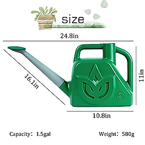 XXXFLOWER 1.5 Gallon Green Watering Can Outdoor Garden Flower Plant, Lightweight 6 L Water Cans with Detachable Nozzle Watering Pot for Office House Garden