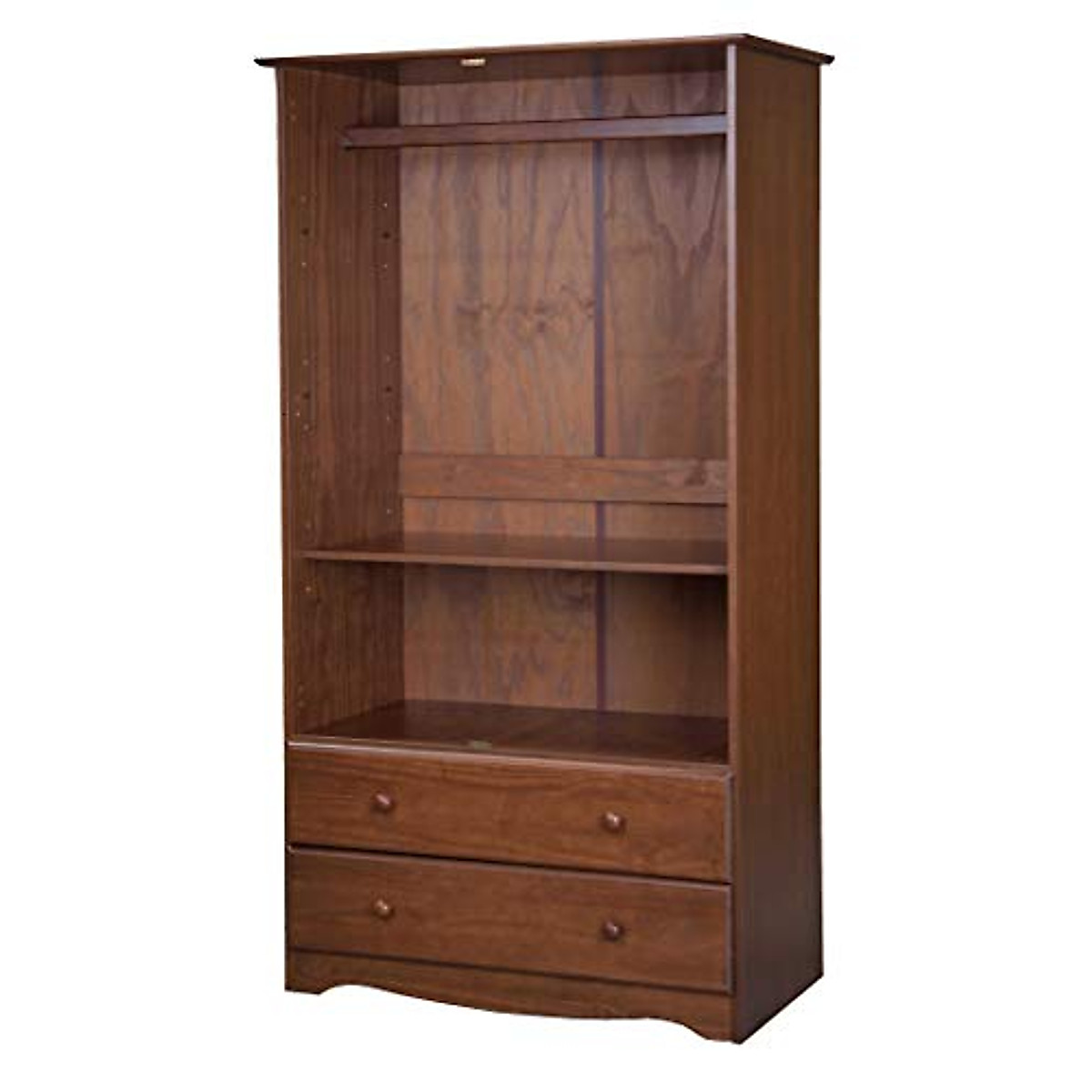 Palace Imports 100% Solid Wood Smart Wardrobe/Armoire/Closet, Mocha Color, 40" W x 72" H x 21" D, 1 Clothing Rods, 1 Lock, 2 Drawers Included