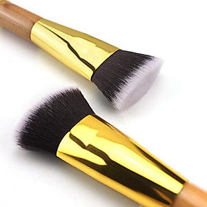 NMKL38 Double Ended Contour Highlight Makeup Brush for Cream, Powder, Foundation, Bronzer and Concealer Blending, Contouring and Highlighting Cosmetics Brush - Vegan and Cruelty Free