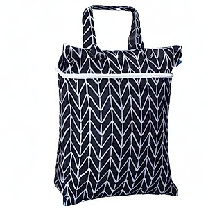 Teamoy Travel Hanging Wet Dry Bag Organizer (17.3 x 13.4 inches) with Two Compartments for Cloth Diaper, Laundry, Swimsuits and More, Easy to Hang Everywhere (M, Black Arrow)