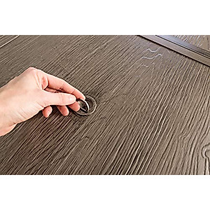 Fire Sense 62741 Langhorne Aluminum Convertible Gas Fire Pit Table 55,000 BTU Outdoor Multi-Functional Fire Pit with Fire Bowl Lid, Nylon Weather Cover & Clear Fire Glass - Barnwood Finish - Square