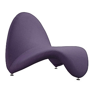 Manhattan Comfort MoMa Mid Century Modern Linen Upholstered Seat Living Room Accent Chair, 2 Piece, Purple