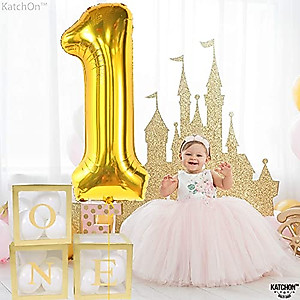 KatchOn, Gold One Balloon for First Birthday - 40 Inch | 1 Balloon for 1st Birthday | Number 1 Balloon for 1st Birthday Decorations for Boys | First Birthday Balloons, Wild One Balloons Decorations