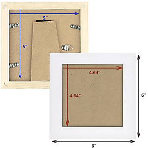 Picture Frames 5x5 White Nature Solid Wood 2 Pack for Wall Mount and Tabletop Display