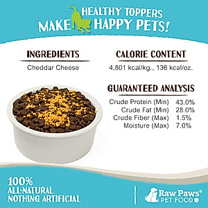 Raw Paws Boost Pet Food Topper Freeze-Dried Cheese, 3.6-oz - Made in USA - Dog Food Toppers for Picky Eaters - Dog Cheese Treats Dog Food Seasoning - Dog Meal Toppers for Dogs, Kibble Toppers for Dogs