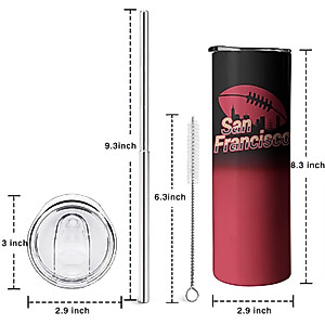 Sanfrancisco Classic Stainless Steel Tumbler with Lid and Straw, City Football Fans Gifts,20oz Football Team Skinny Travel Mug Tumbler Cup Water Botter