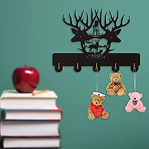 KingLive Deer Antler Wall Coat Rack Household Decor Wildllife Animal Modern Wooden Wall Hook Deer Hunting Wall Hanger Hunter Gift