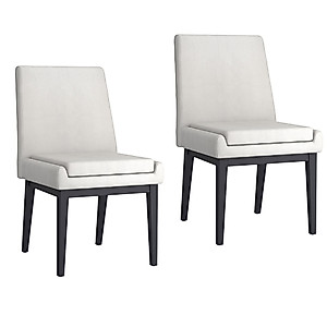 !nspire Contemporary Fabric and Metal Dining Chair, Set of 2 - Beige and Black