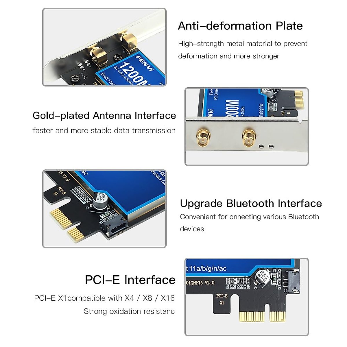 PCI-E WiFi Card BT4.0 for MacOS Windows 7/8/10/11 802.11a/g/n/ac PCI-E PCI Network Adapter mac-Compatible Wi-Fi AirDrop Handoff Instant Hotspot macOS MIMO Mac OS X natively Supported BCM4360 AC1200