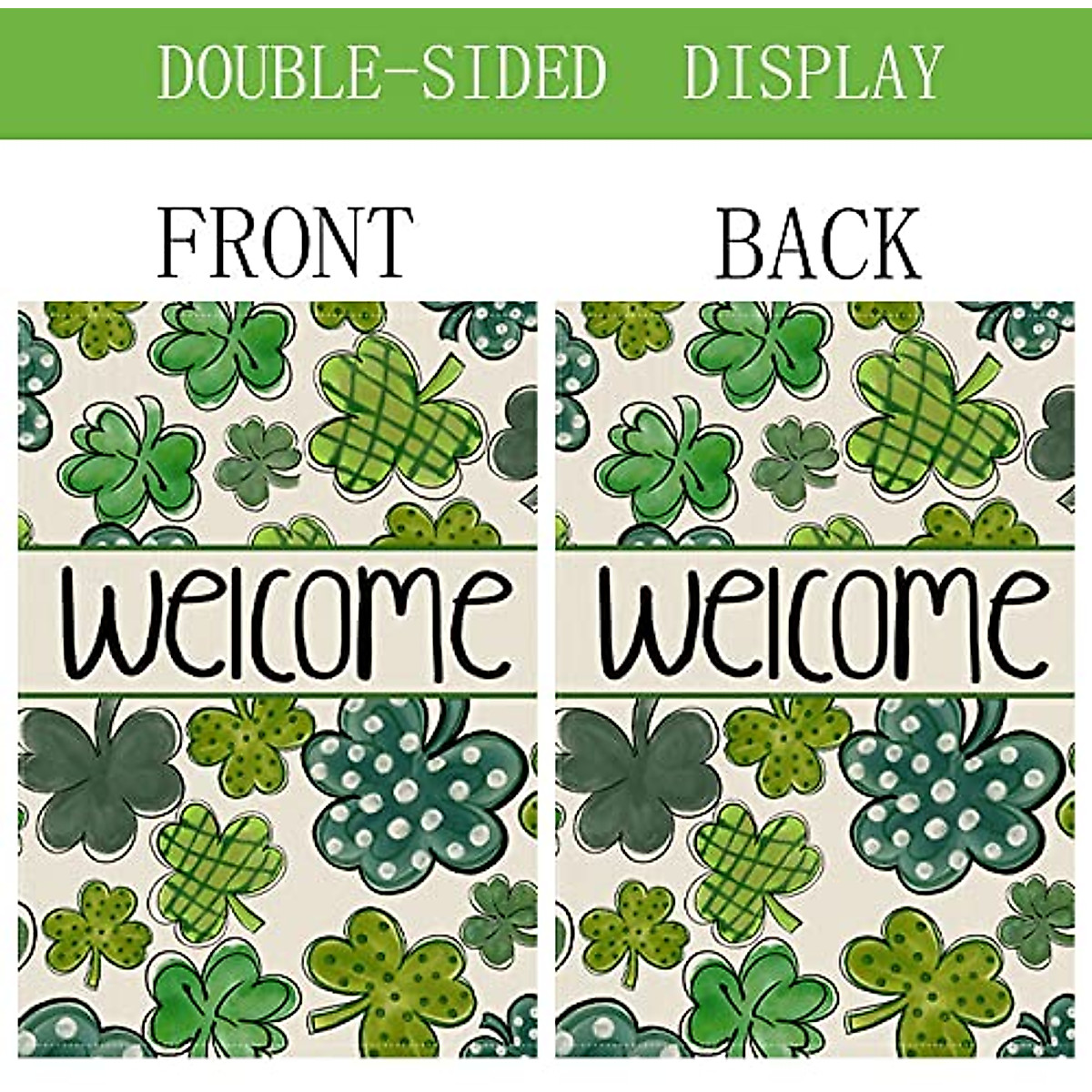 Welcome St Patrick's Day Garden Flag Vertical Double Sided, Spring Shamrock Holiday Yard Outdoor Decoration 12 x 18 Inch