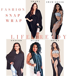 Zalamoon Luxury Infinity Shawl Infinite Ways to Wear Wrap Poncho Cape Scarf (Black)