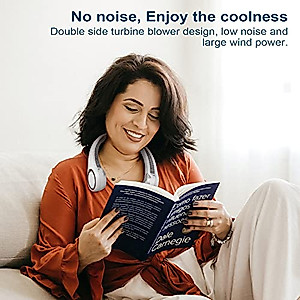 CIVPOWER Portable Neck Fan, Hands Free Bladeless Fan, Cooling Personal Fan,3 Speeds Adjustment,78 Air Outlet, Headphone Design, Rechargeable, USB Powered Neck Fan for Outdoor Indoor-White