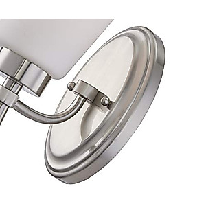 GRUENLICH 1-Light Wall Sconce, Bathroom Vanity Lighting Fixture, E26 Base 60W Max, Metal Housing with Glass, Nickel Finish, 1-Pack