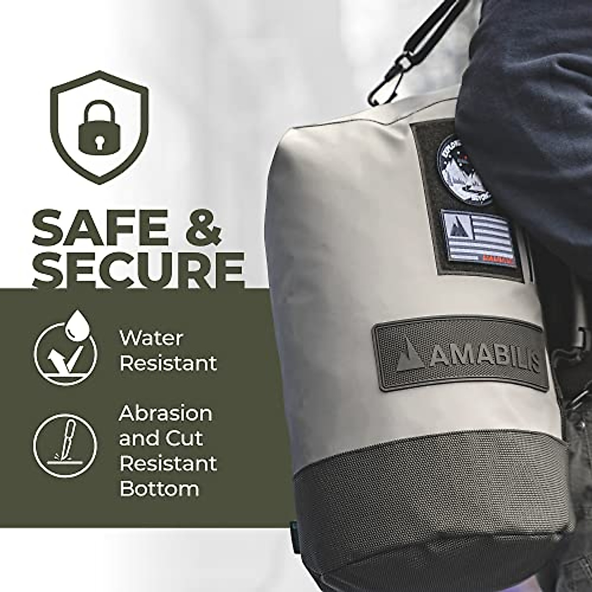 AMABILIS | Water-Resistant Carry-on Travel Duffel Bag | Multiple Pockets | Adjustable Strap | Perfect Gym Bag | 32L | Battleship Grey | Dave Jr Duffel Bag
