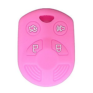 Ezzy Auto Pink 4 Buttons Silicone Rubber Key Fob Case Key Cover Key Jacket Skin Protector fit for Ford