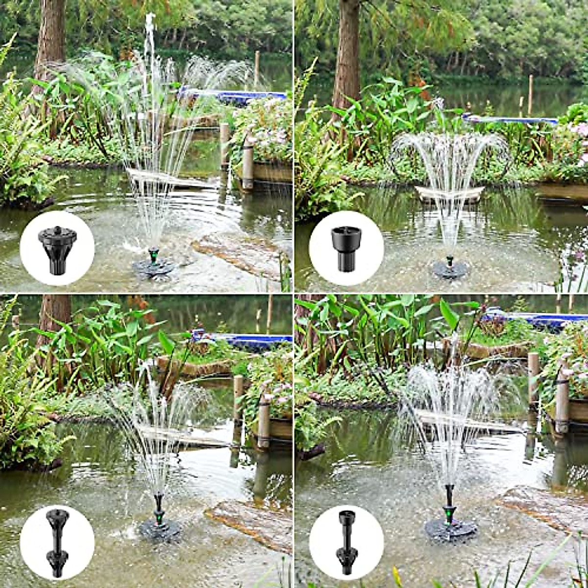 Yzert Pond Fountain Pump with 12 LED Lights, 32.8ft Power Cord Adapter 6W Outdoor Pool Fountains with 2-Tier Floating Water Garden Fountain for Garden Ponds Pool Outdoor Play