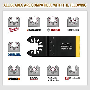 7Pcs Titanium Oscillating Multitool Blades Long and Standard Cut,Metal and Hard Material