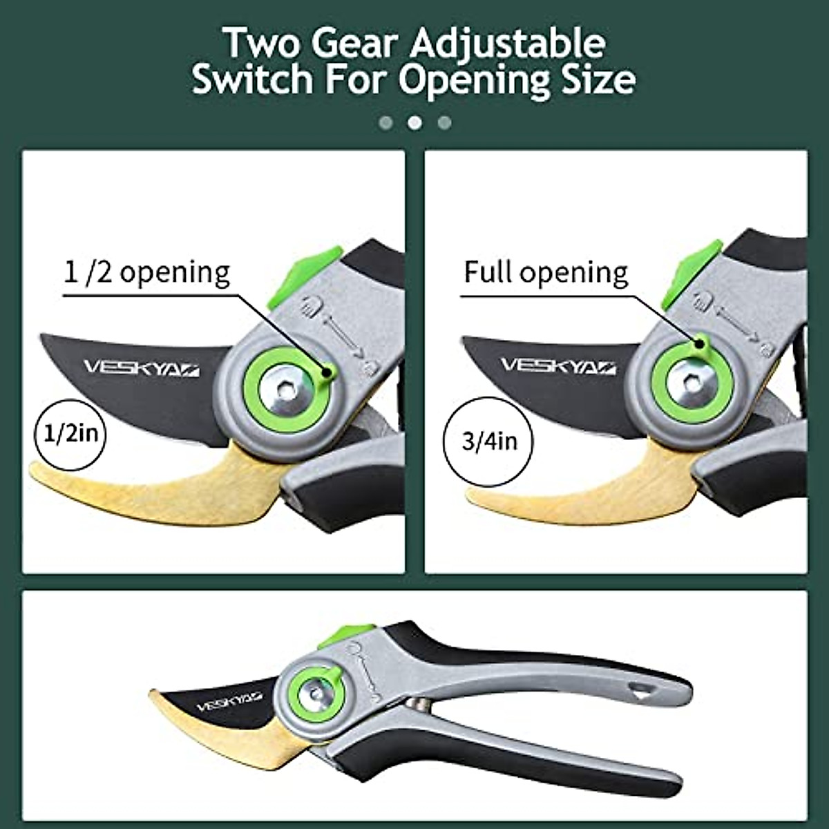 Pruning Shears, VESKYAO Pruning Shears for Gardening, Heavy Duty Garden Shears, Professional Handheld Garden Bypass Pruning Shears, Stainless Steel Sharp Pruner Secateurs with Adjustable Thumb Lock