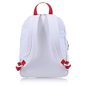 Hello Kitty Womens Backpack Large Faux Leather Bookbag Double Strap Shoulder Bag with 3D Design and Keychain (White-Red)