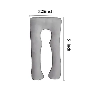 U Shaped Maternity Pillow, Maternity Full Body Pillow, Back, Leg and Abdominal Support, Maternity Sleeping Pillow, Side Sleeping Pillow with Separate Pillowcase for Easy Cleaning (grey)