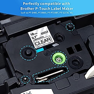 Fimax Tz Tape 18mm Replacement for Brother P-Touch Label Maker TZ TZe141 TZe-141 18mm 0.7 Laminated Clear Tapes for Ptouch PTD400 PTD600 PT2030 PT1880 PT1890 PTP700 Label Maker, Black on Clear, 5-Pack